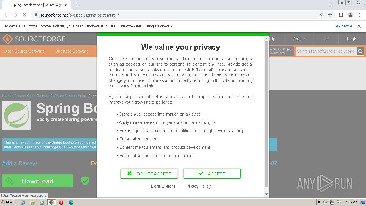 Malware analysis https://sourceforge.net/projects/spring-boot.mirror/ Malicious activity | ANY ...