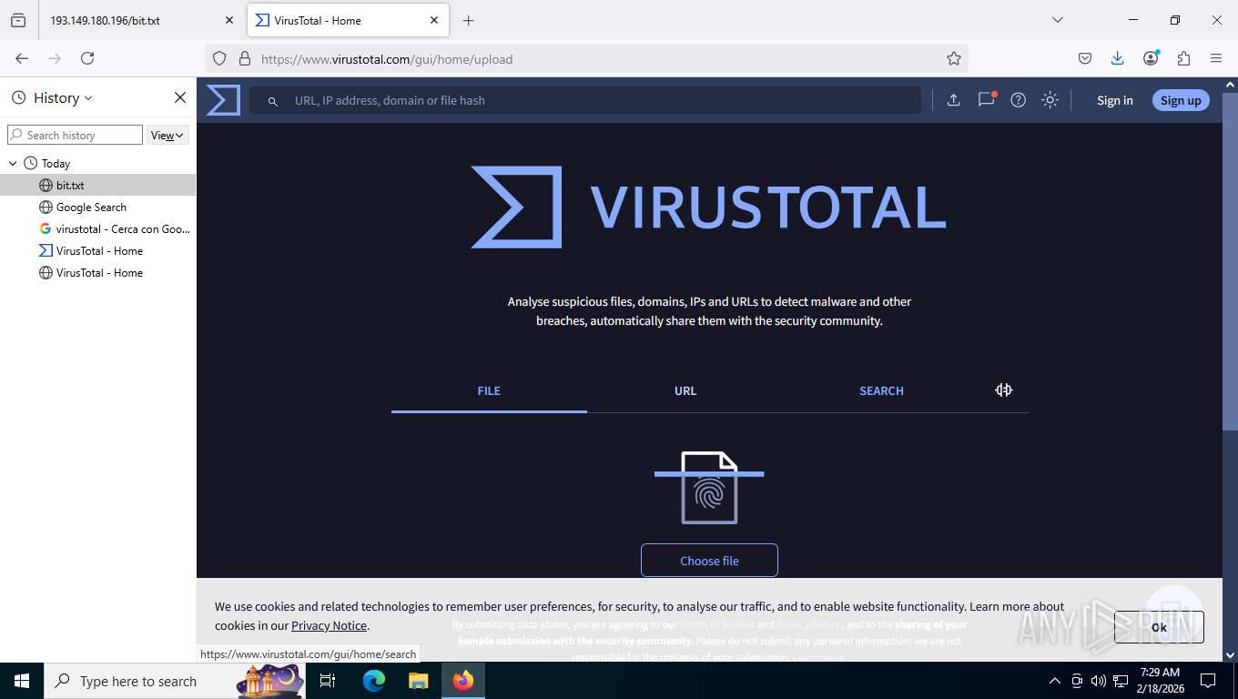 Malware analysis http://193.149.180.196/bit.txt Malicious activity ...