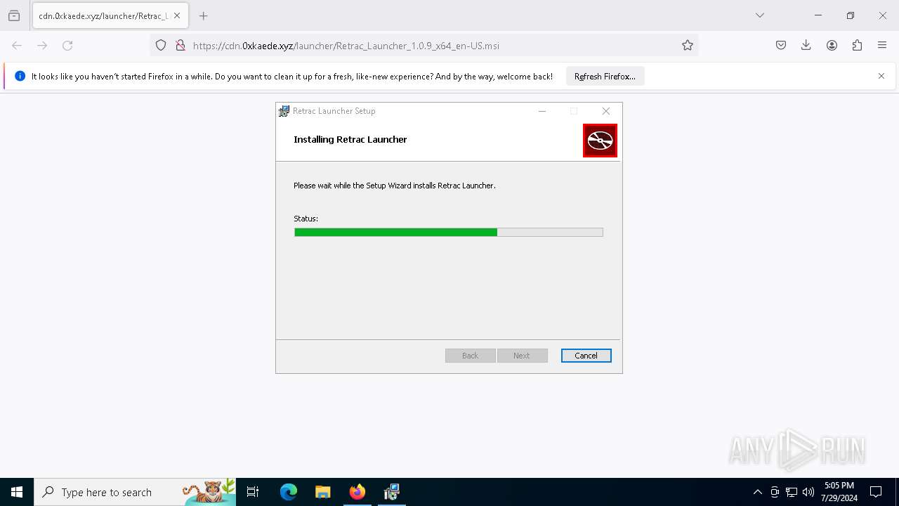 Malware analysis https://cdn.0xkaede.xyz/launcher/Retrac_Launcher_1.0.9 ...