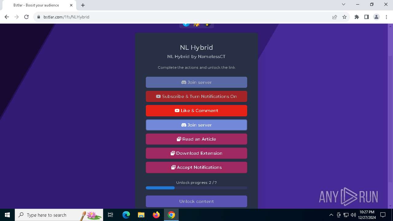 Malware analysis https://bstlar.com/1fs/NLHybrid Malicious activity ...