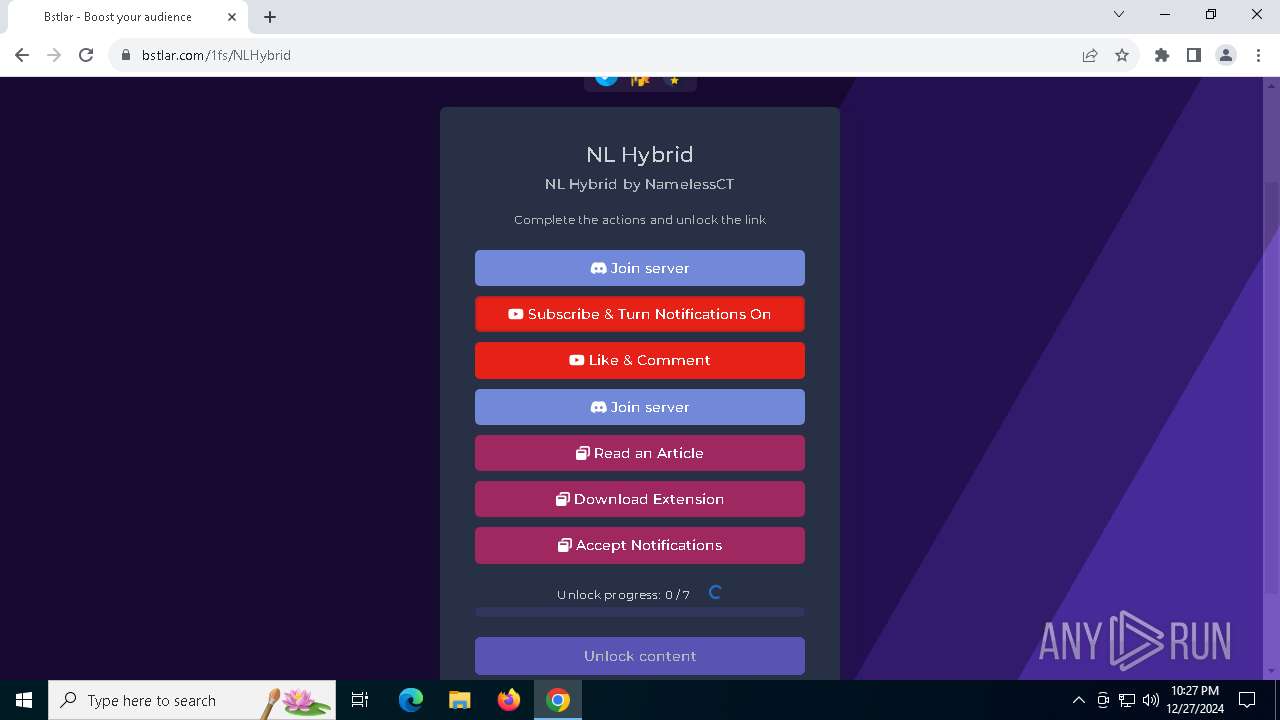 Malware analysis https://bstlar.com/1fs/NLHybrid Malicious activity ...