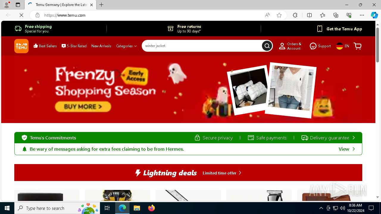 Malware analysis temu.com No threats detected | ANY.RUN - Malware ...