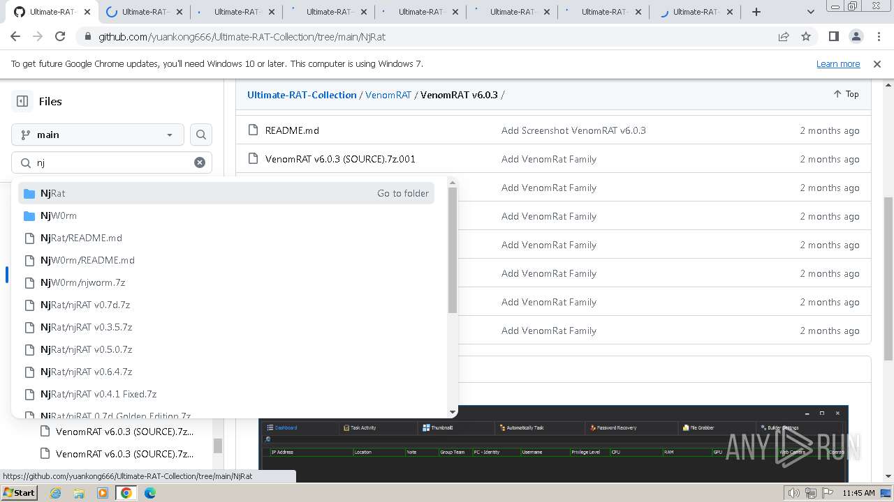 Malware analysis https://github.com/yuankong666/Ultimate-RAT-Collection ...
