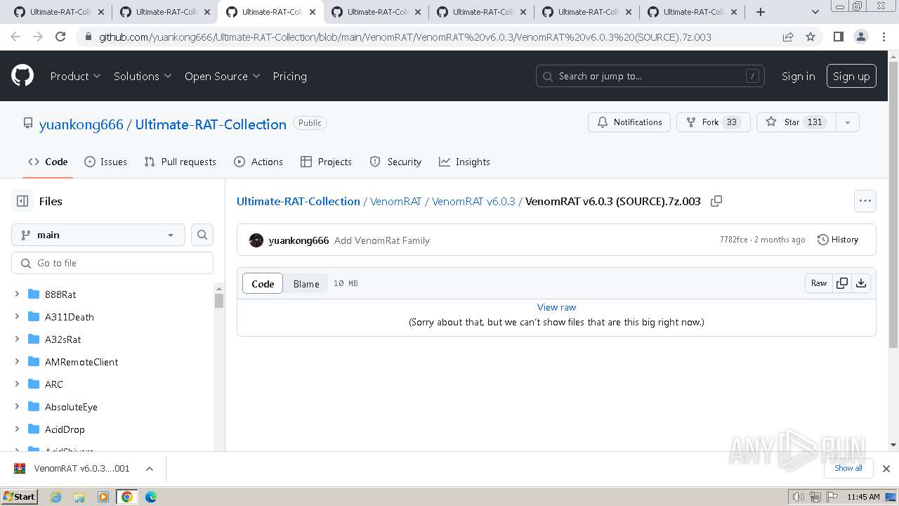 Malware analysis https://github.com/yuankong666/Ultimate-RAT-Collection ...