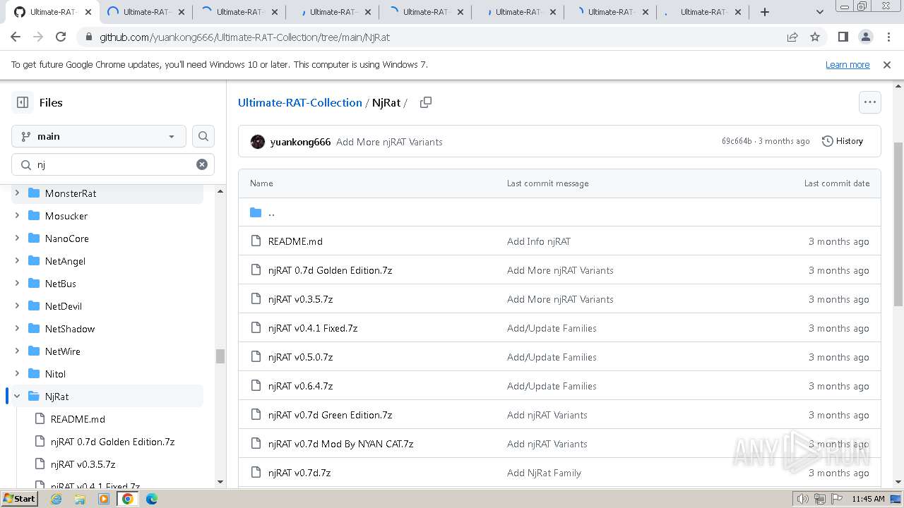 Malware analysis https://github.com/yuankong666/Ultimate-RAT-Collection ...