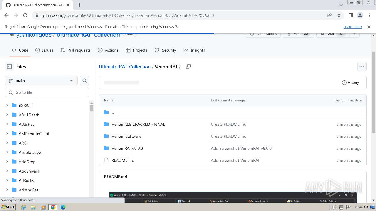 Malware analysis https://github.com/yuankong666/Ultimate-RAT-Collection ...
