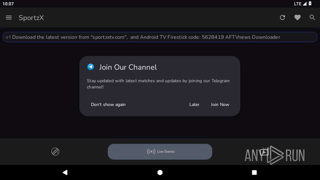 Malware analysis https://sportzxapk.com/sportzx-tv-apk-v2/ Malicious ...