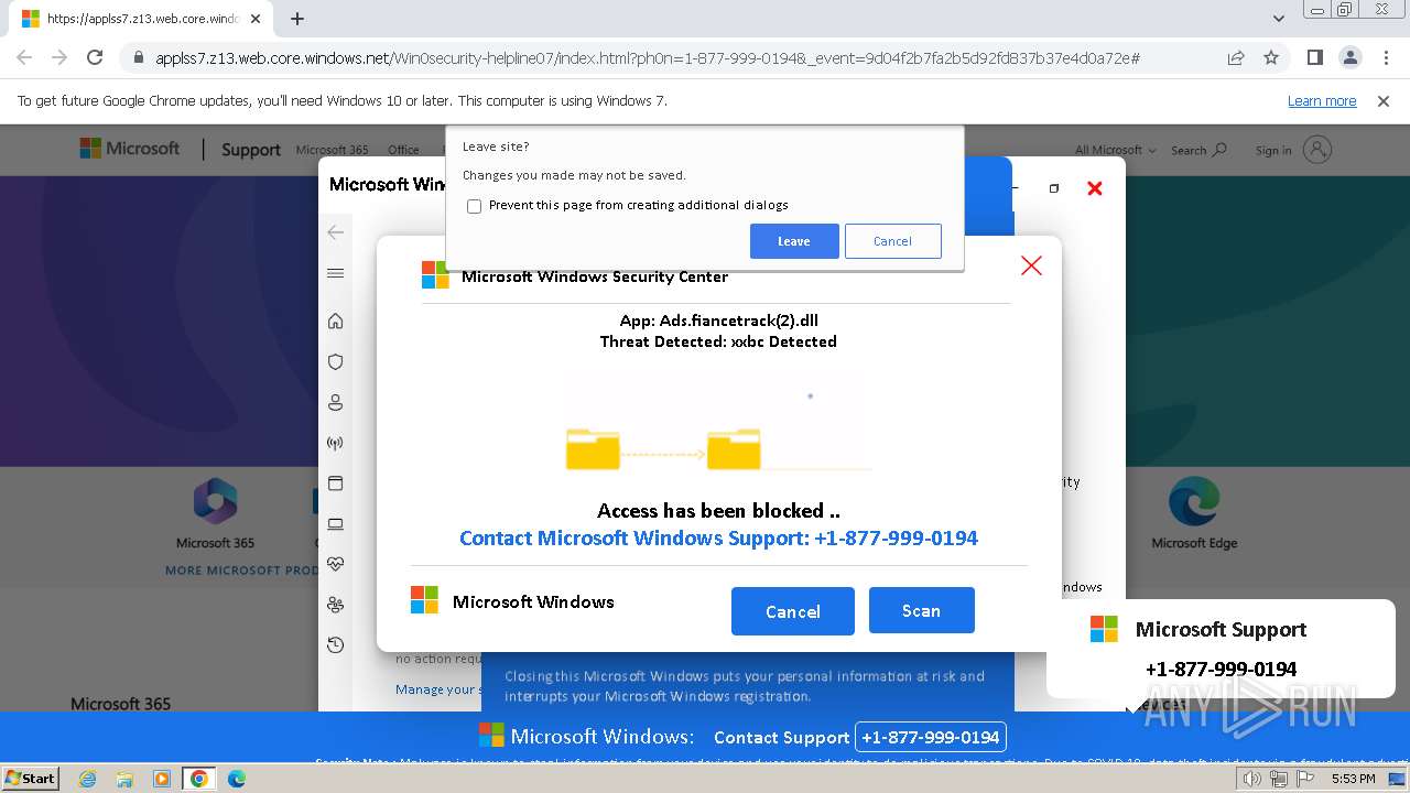 Malware analysis https://applss7.z13.web.core.windows.net/Win0security-helpline07/index.html ...