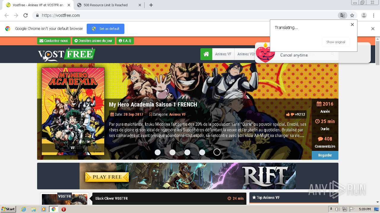 Malware analysis https://vostfree.com/ Malicious activity | ANY.RUN ...