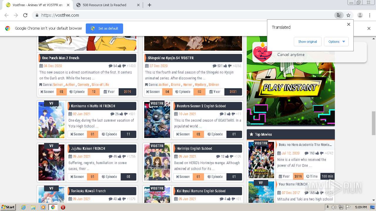 Malware analysis https://vostfree.com/ Malicious activity | ANY.RUN ...