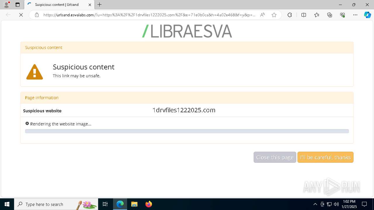 Malware analysis https://urlsand.esvalabs.com/?u=https%3A%2F%2F1drvfiles1222025.com%2F&e ...