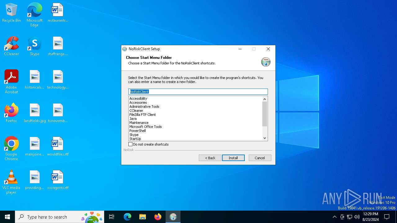 Malware analysis NoRiskClient-Windows-setup.exe Malicious activity ...