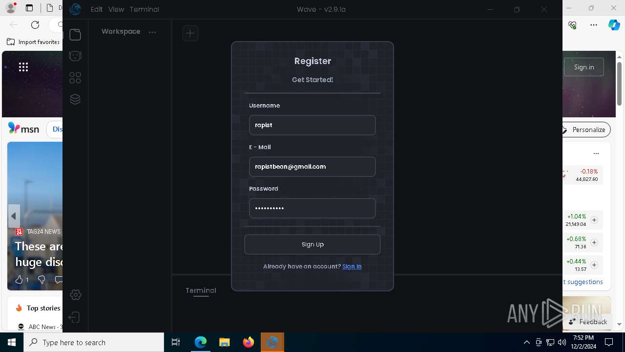Malware analysis https://cdn.getwave.gg/userinterface/Wave-Setup.exe Malicious activity | ANY ...