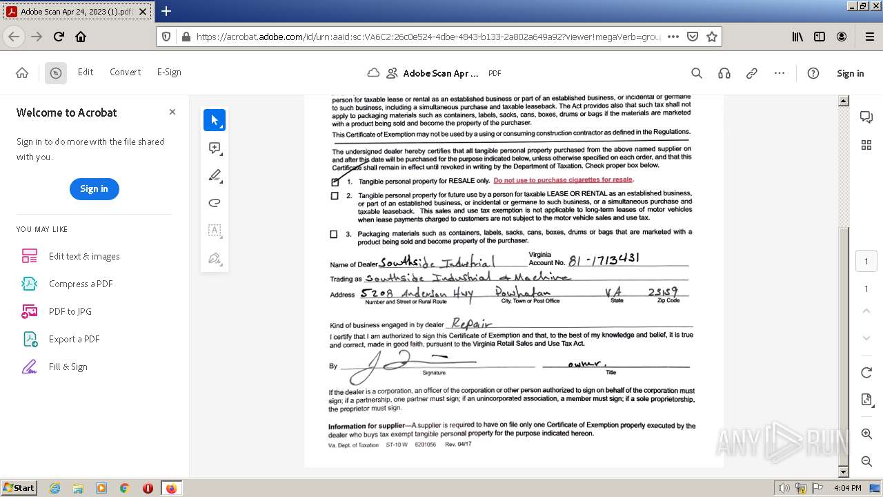 Malware analysis https://acrobat.adobe.com/id/urn:aaid:sc:VA6C2 ...