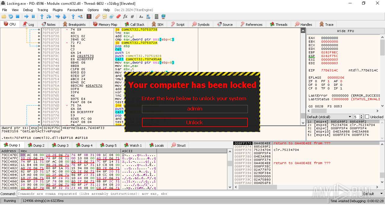 Analysis Locking.exe (MD5: 844C9C26DFB66D96CAB5B68386789430) Malicious activity - Interactive ...