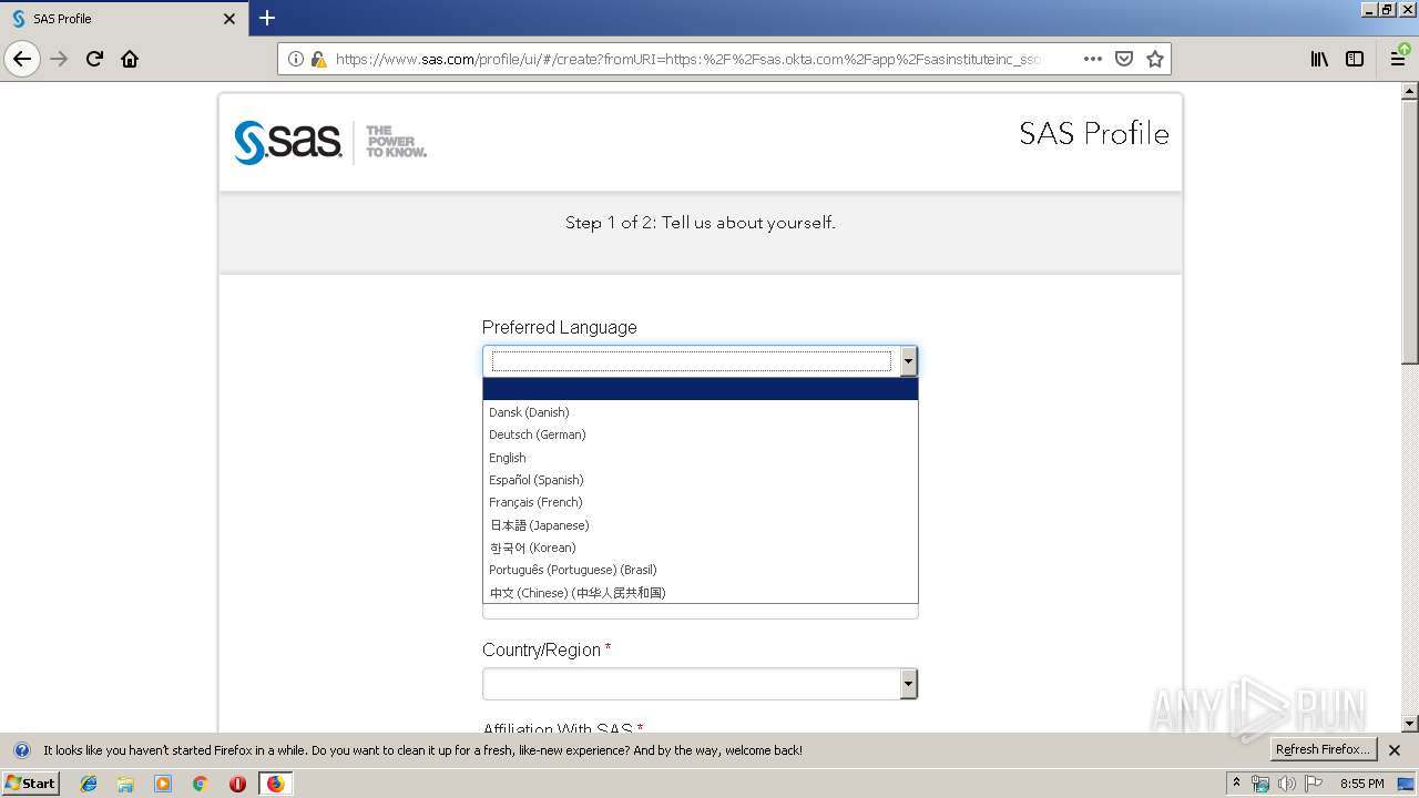 Analysis https://www.sas.com/profile/user/login.htm?locale=en_US No threats detected ...