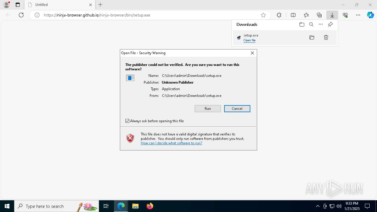 Malware analysis https://ninja-browser.github.io/ninja-browser/bin ...