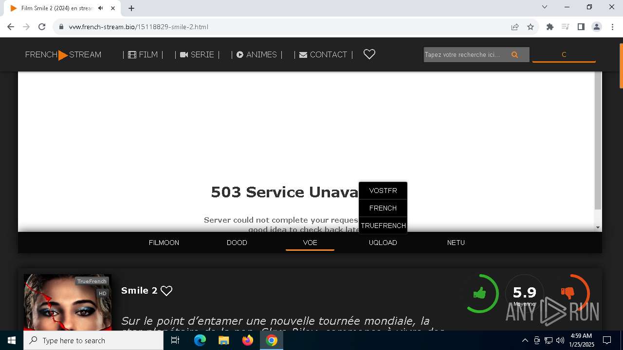 Malware analysis https://vvw.french-stream.bio Malicious activity | ANY.RUN - Malware Sandbox Online