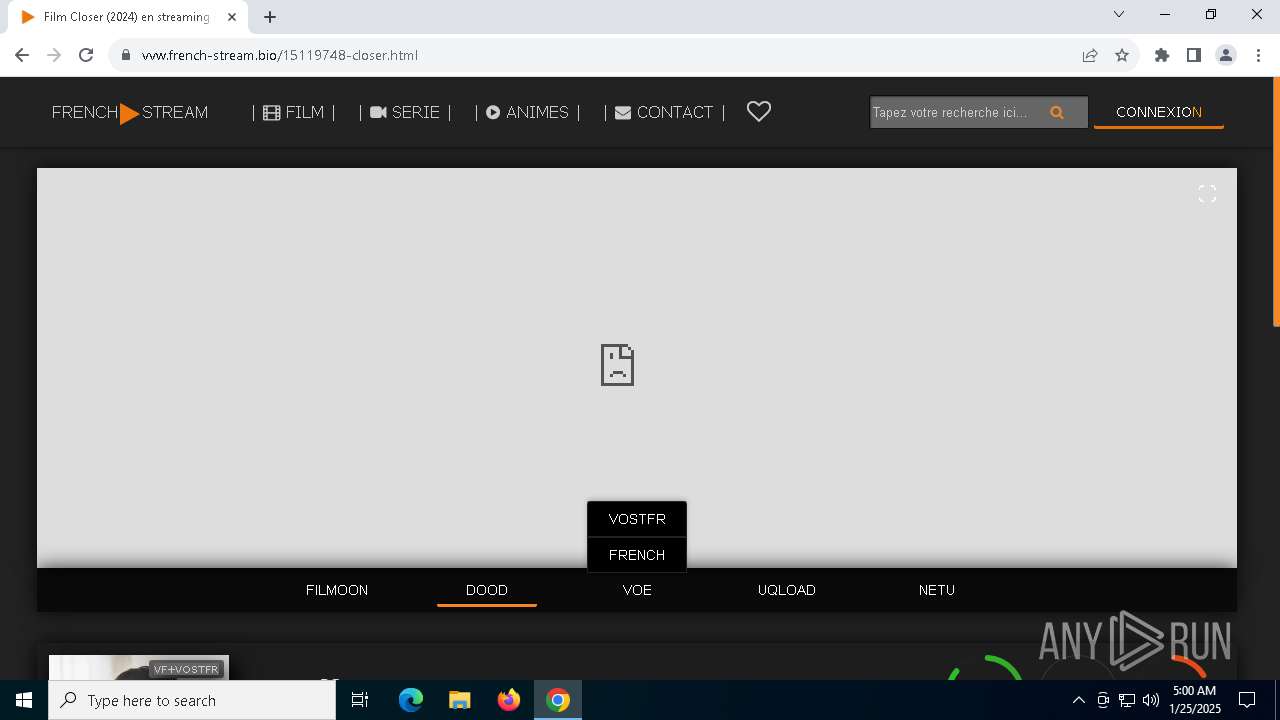 Malware analysis https://vvw.french-stream.bio Malicious activity | ANY.RUN - Malware Sandbox Online