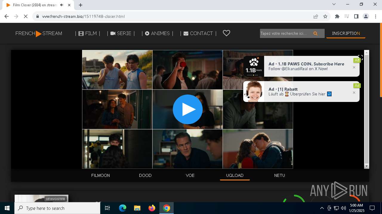 Malware analysis https://vvw.french-stream.bio Malicious activity | ANY.RUN - Malware Sandbox Online