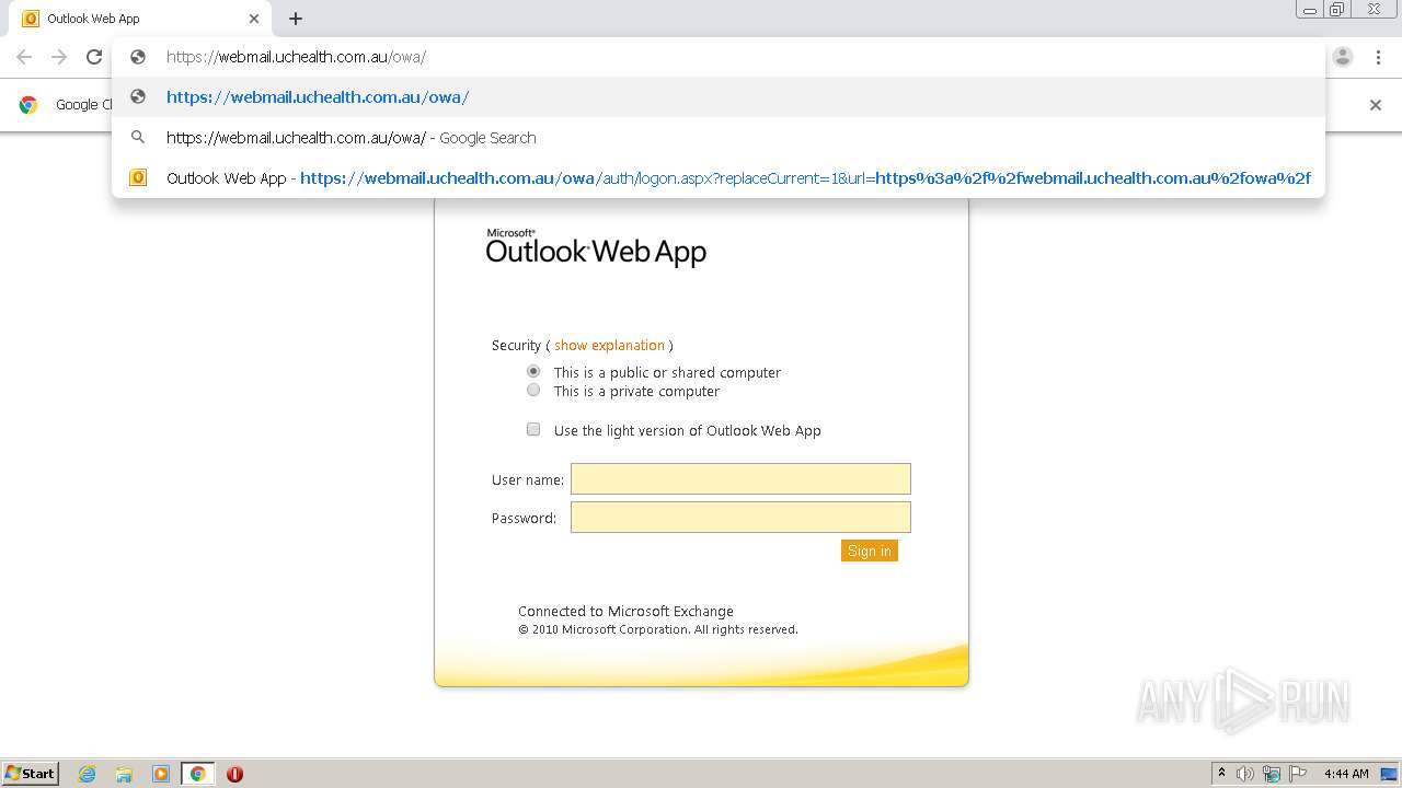 Malware analysis https://webmail.uchealth.com.au/owa/auth/logon.aspx?replaceCurrent=1&url=https ...