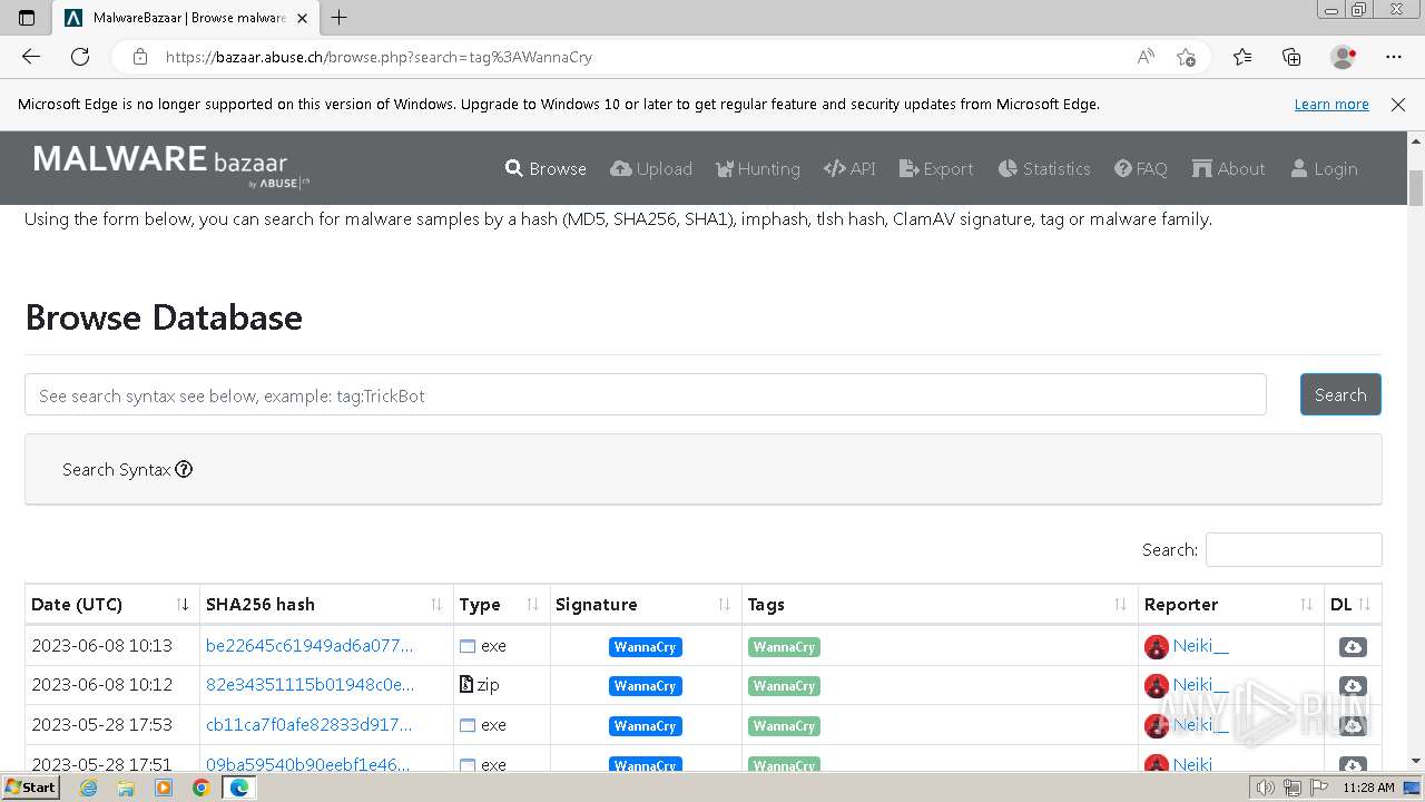 Malware analysis https://bazaar.abuse.ch/download ...