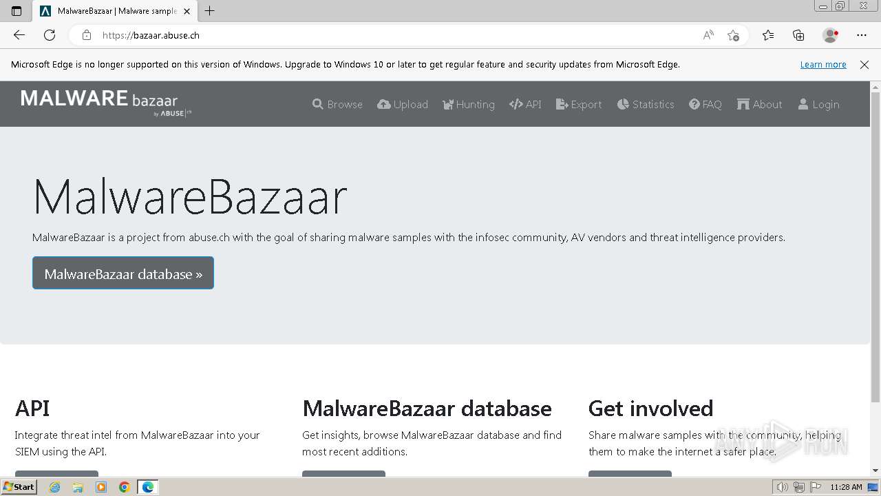Malware analysis https://bazaar.abuse.ch/download ...
