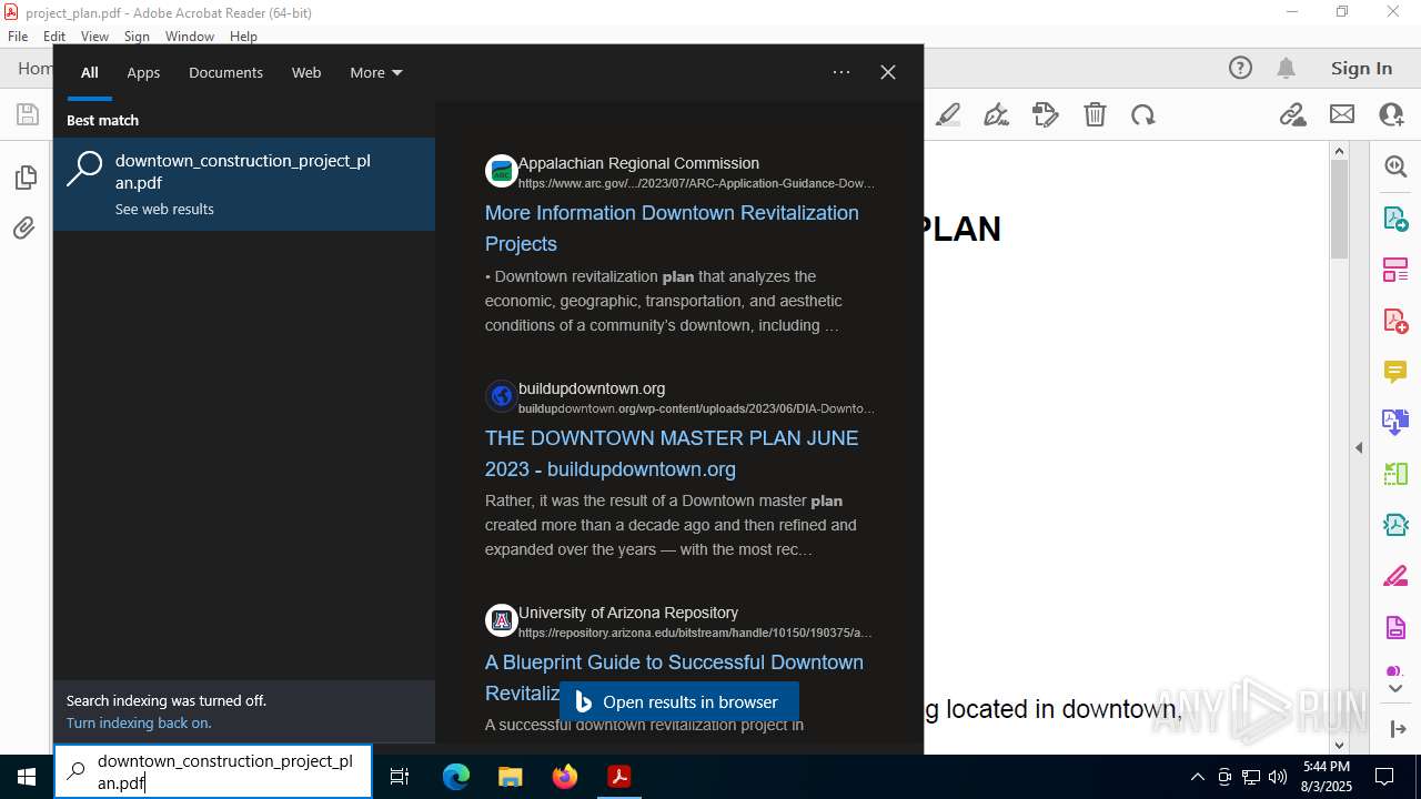 Analysis project_plan.pdf (MD5: D3449374ABB0A4638D90CB0755C9D4CA) Malicious activity ...