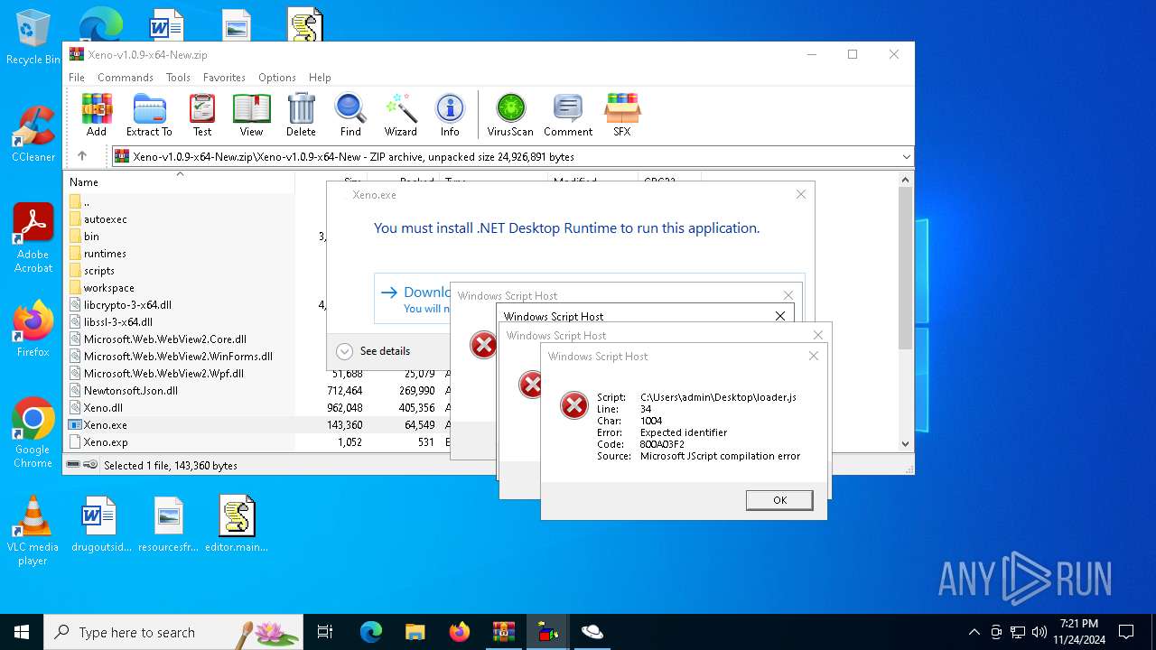 Malware Analysis Xeno-v1.0.9-x64-new.zip Malicious Activity 