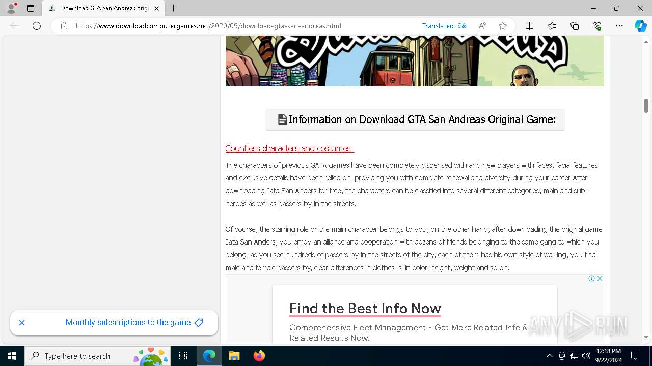 Malware analysis https://www.downloadcomputergames.net/2020/09/download-gta-san-andreas.html ...