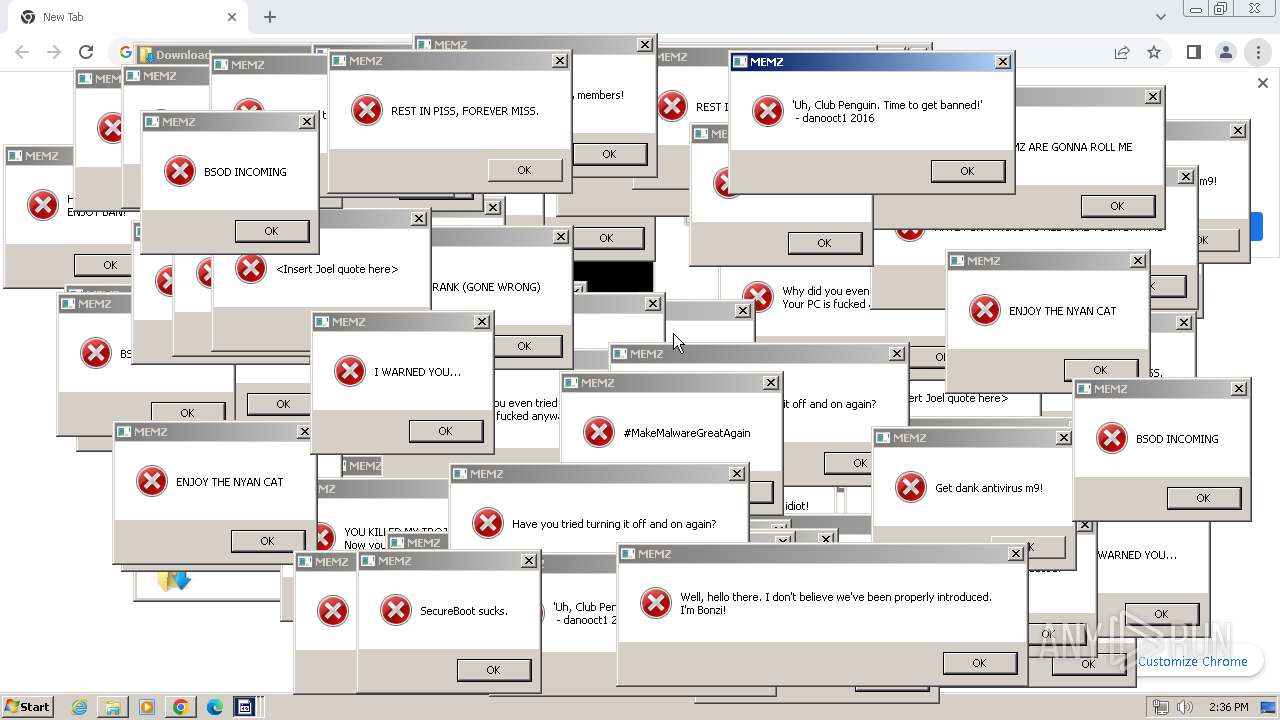 Malware analysis MEMZ.exe Malicious activity | ANY.RUN - Malware Sandbox Online