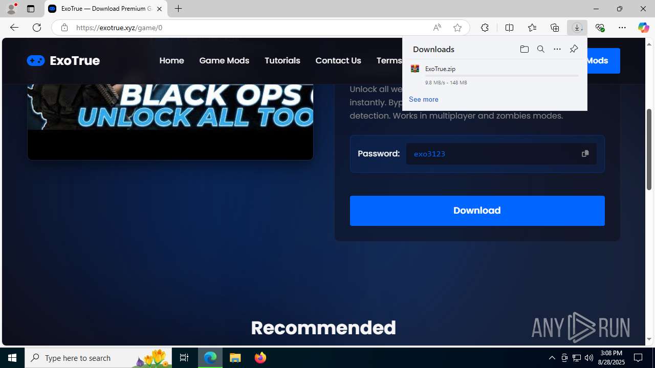 Malware analysis https://exotrue.xyz/ Malicious activity | ANY.RUN ...