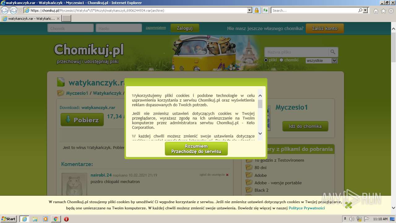 Malware analysis https://chomikuj.pl/Myczesio1/Watyka*c5*84czyk ...
