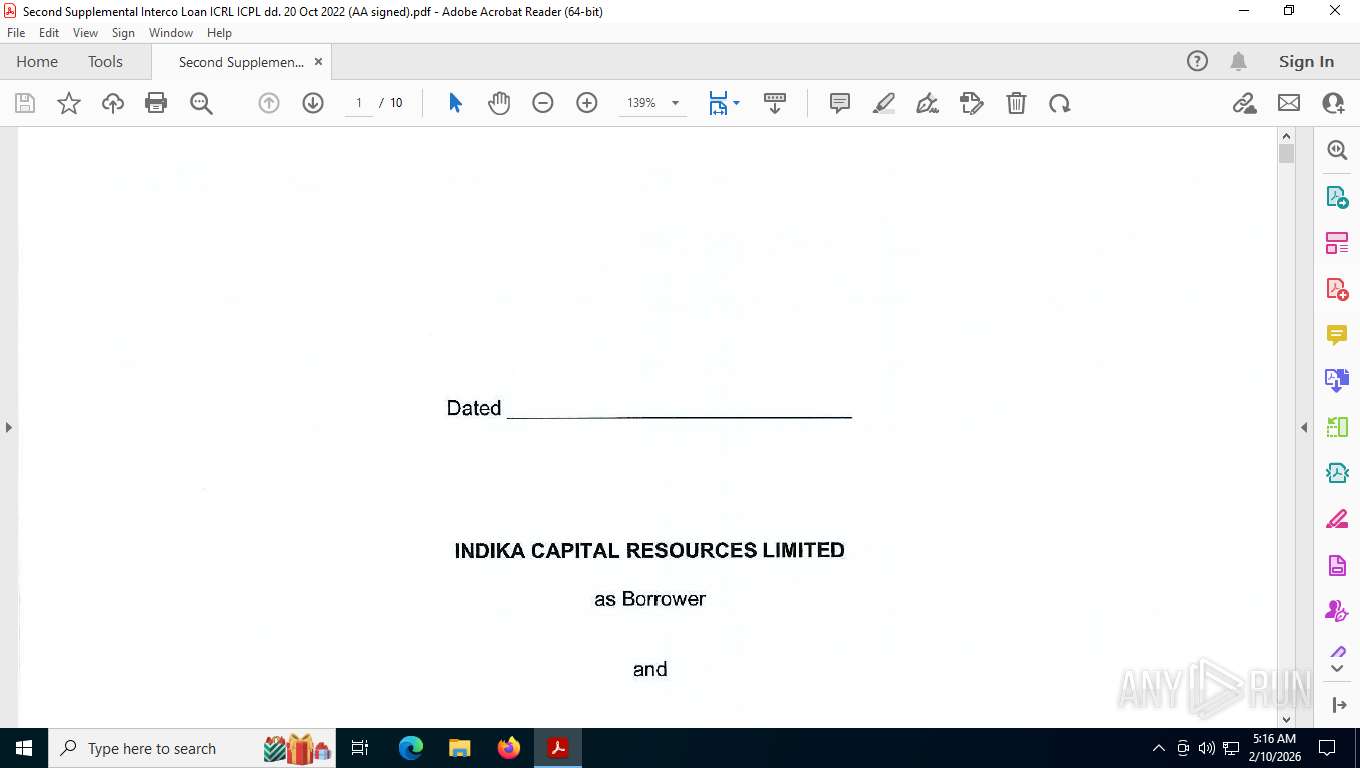 Malware analysis Second Supplemental Interco Loan ICRL ICPL dd. 20 Oct ...