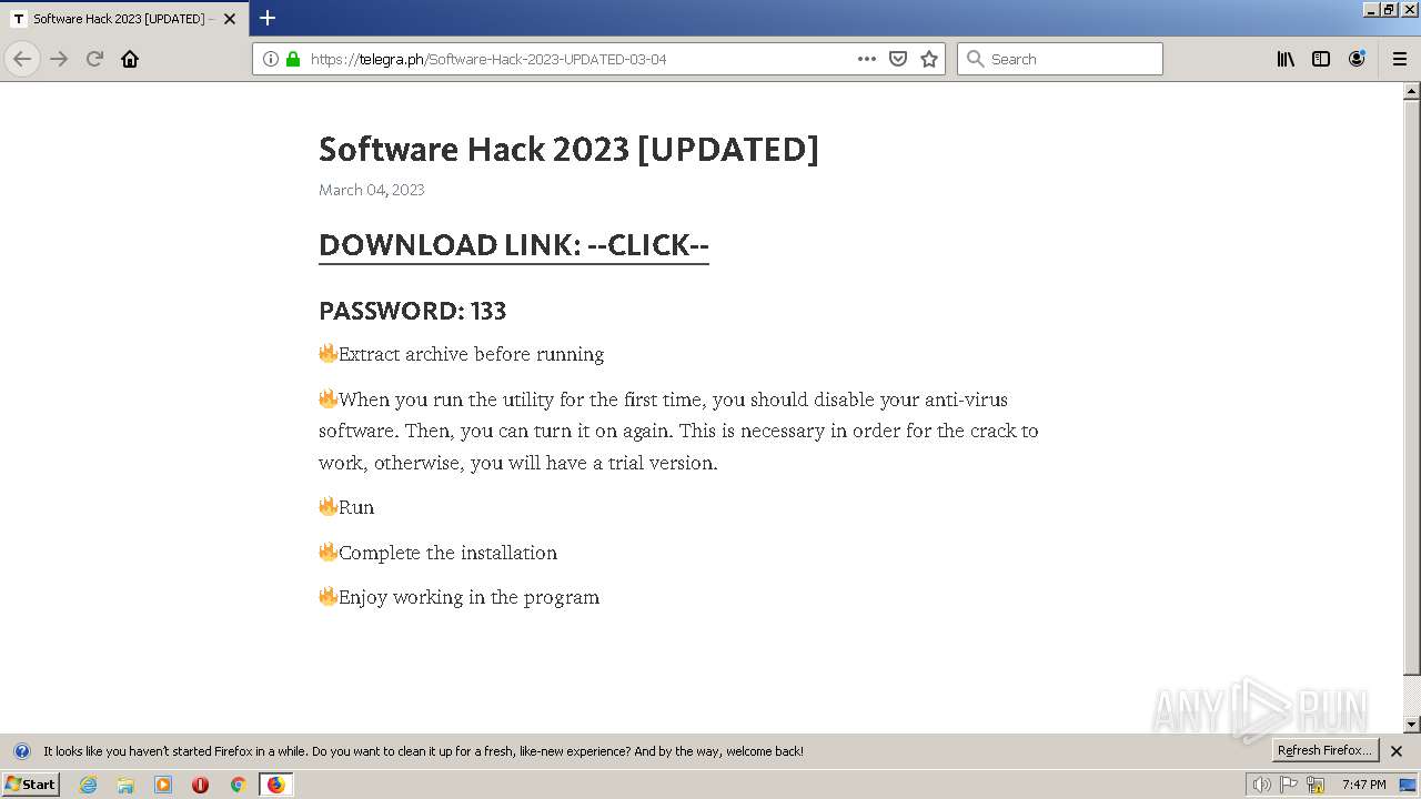 Malware analysis https://telegra.ph/Software-Hack-2023-UPDATED-03-04 Malicious activity | ANY ...