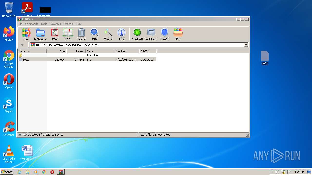 Malware Analysis 1002.rar Malicious Activity