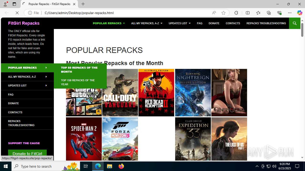 Malware analysis popular-repacks Malicious activity | ANY.RUN - Malware ...