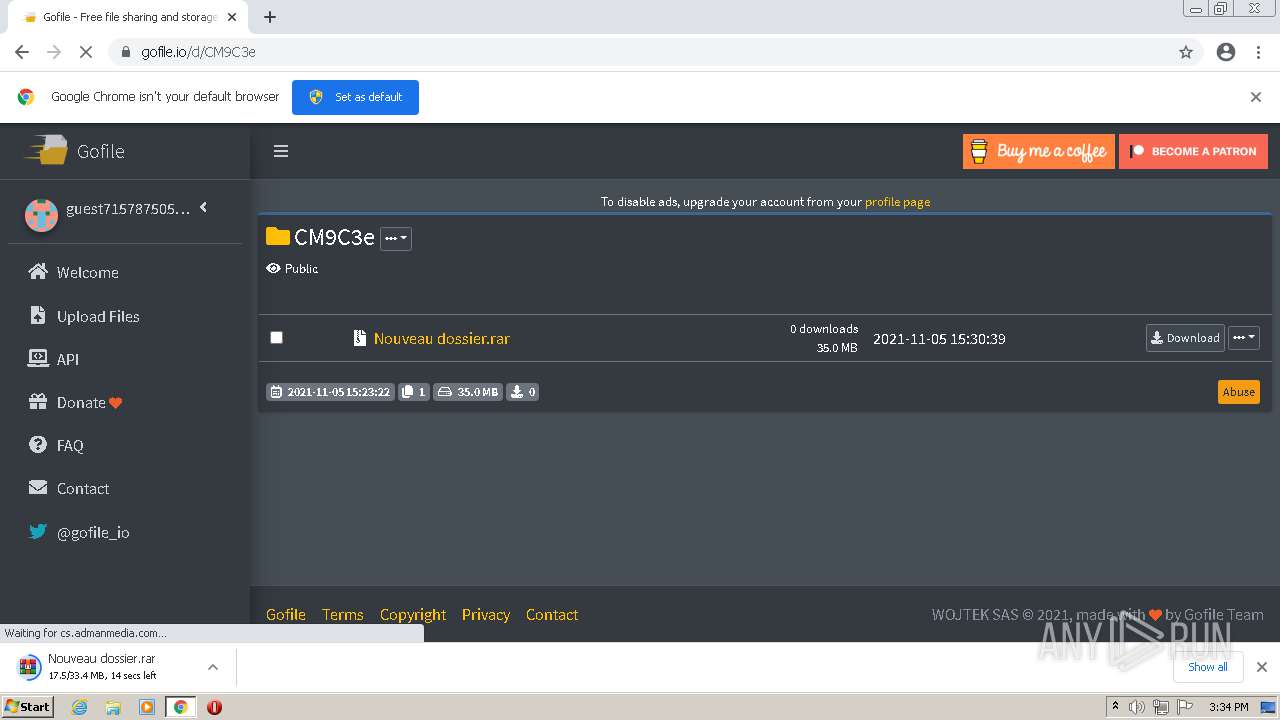 Malware analysis https://gofile.io/d/CM9C3e Malicious activity | ANY.RUN - Malware Sandbox Online