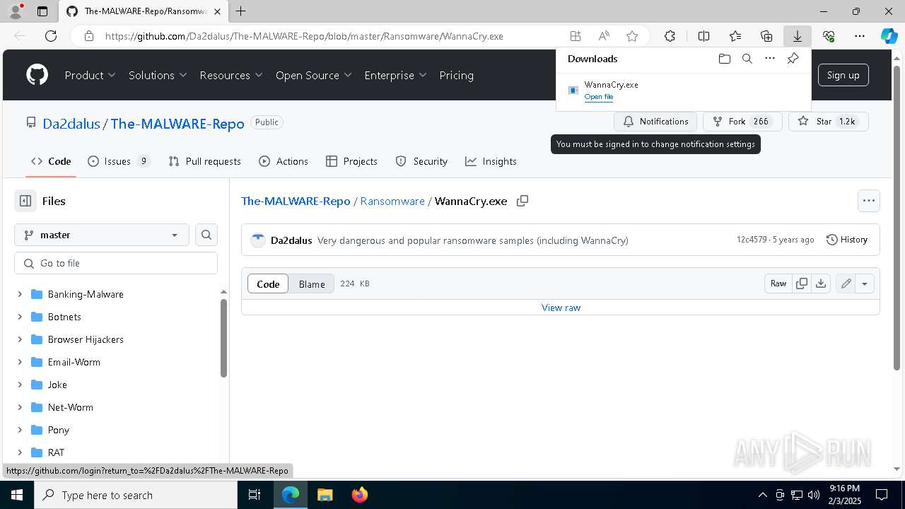 Analysis https://github.com/Da2dalus/The-MALWARE-Repo/blob/master/Ransomware/WannaCry.exe ...