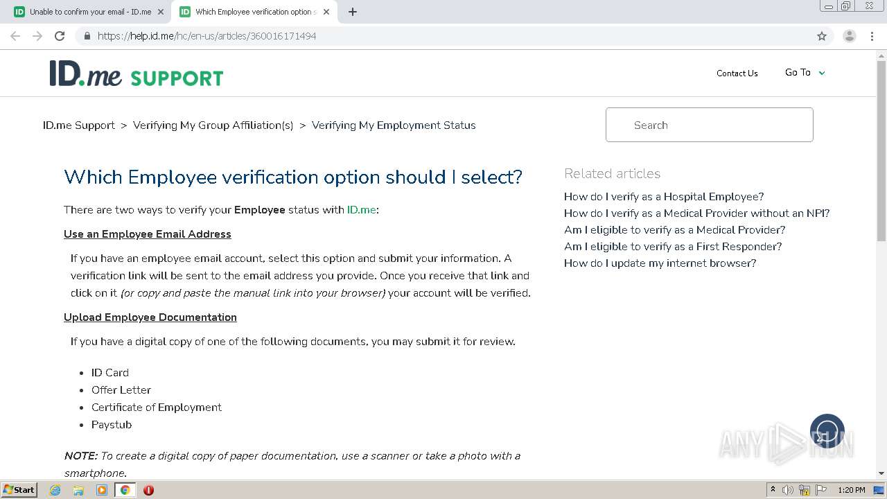 Malware analysis https://urldefense.com/v3/__https:/click.pstmrk.it/2sm/verify.id.me*2Fen ...
