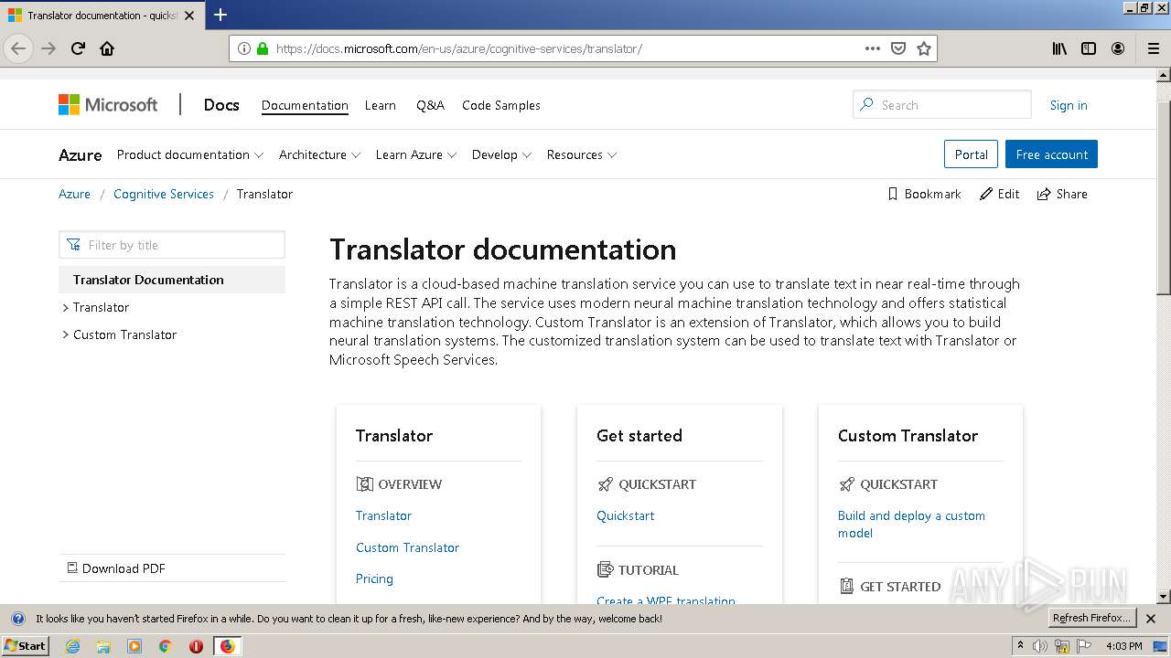 Malware analysis https://api.cognitive.microsofttranslator.com Malicious activity | ANY.RUN ...