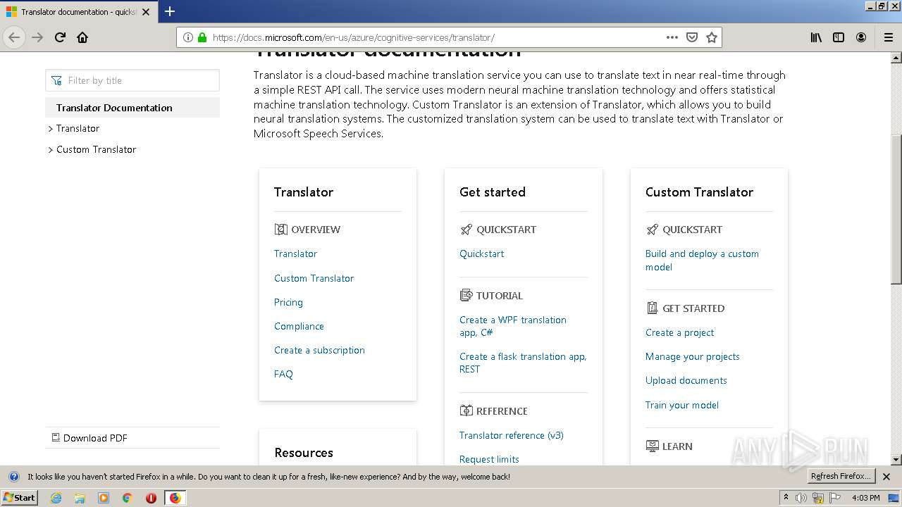 Malware analysis https://api.cognitive.microsofttranslator.com Malicious activity | ANY.RUN ...