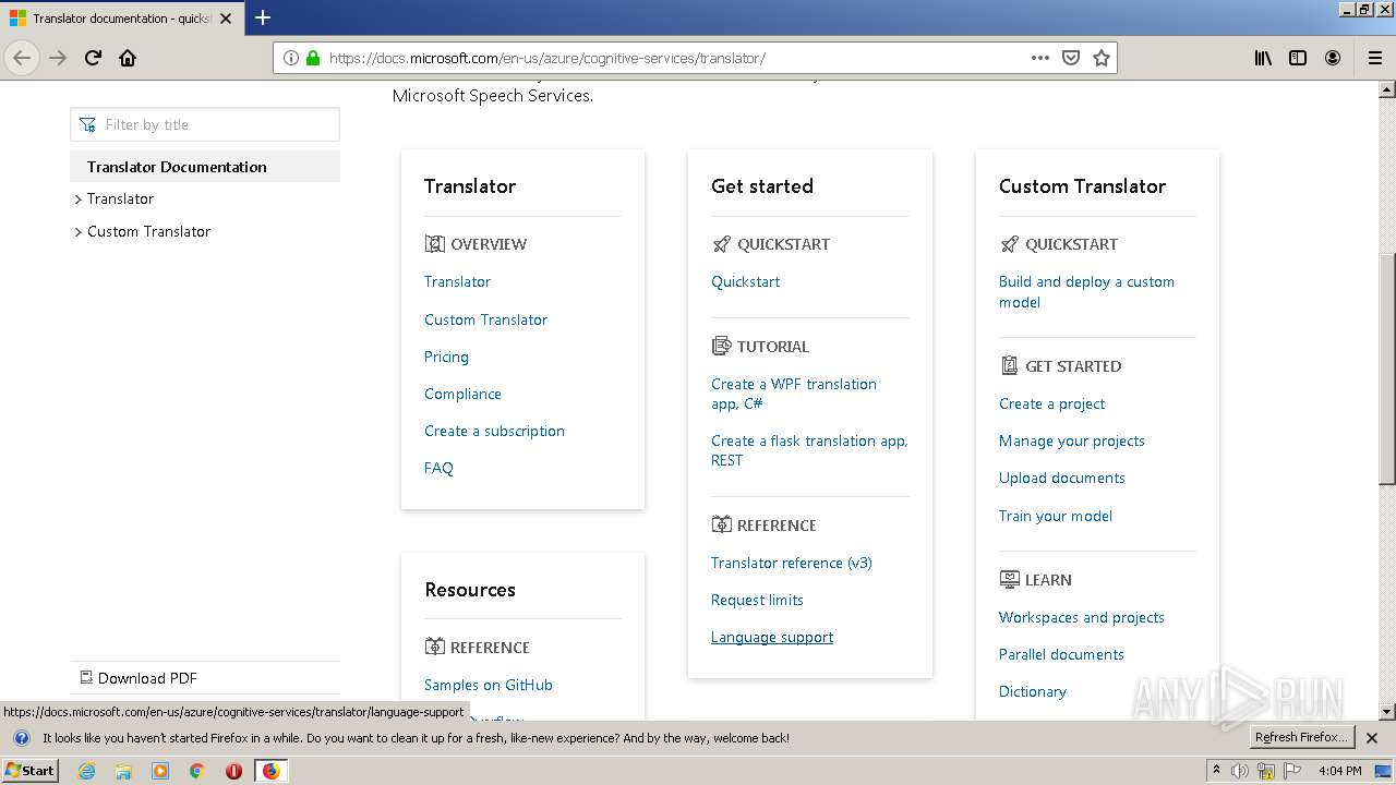 Malware analysis https://api.cognitive.microsofttranslator.com Malicious activity | ANY.RUN ...