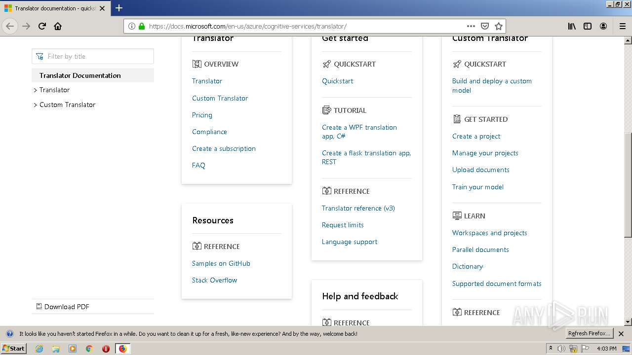 Malware analysis https://api.cognitive.microsofttranslator.com Malicious activity | ANY.RUN ...
