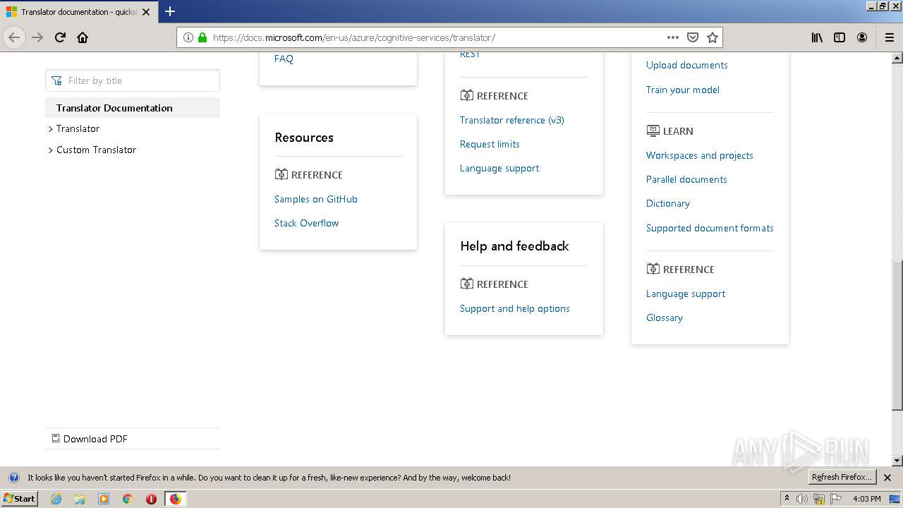 Malware analysis https://api.cognitive.microsofttranslator.com Malicious activity | ANY.RUN ...