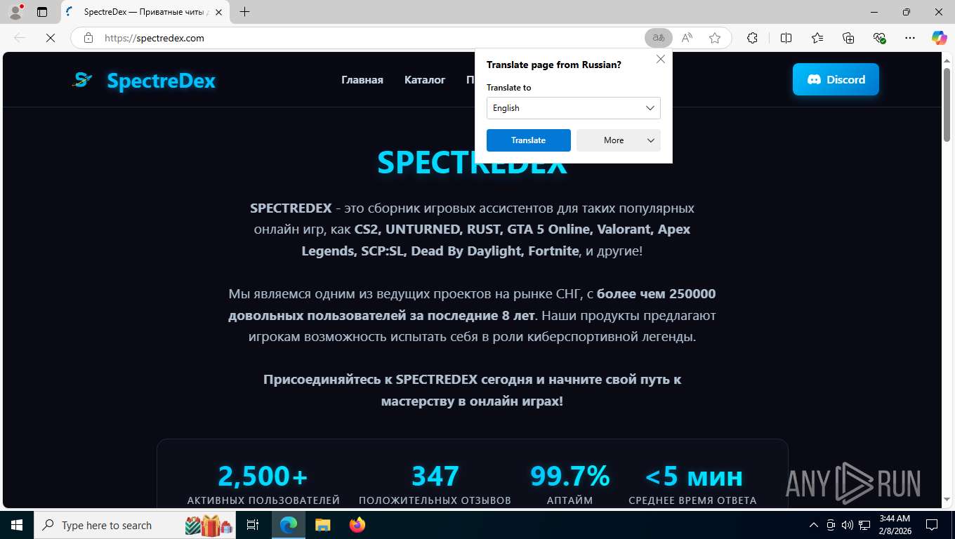 Malware analysis https://spectredex.com Malicious activity | ANY.RUN ...