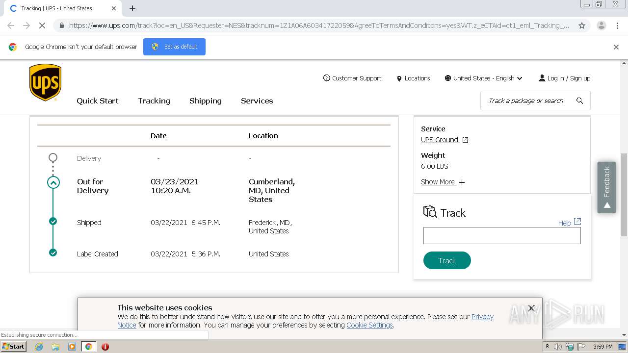 Malware analysis https://www.ups.com/track?loc=en_US&Requester=NES&tracknum=1Z1A06A60341722059 ...