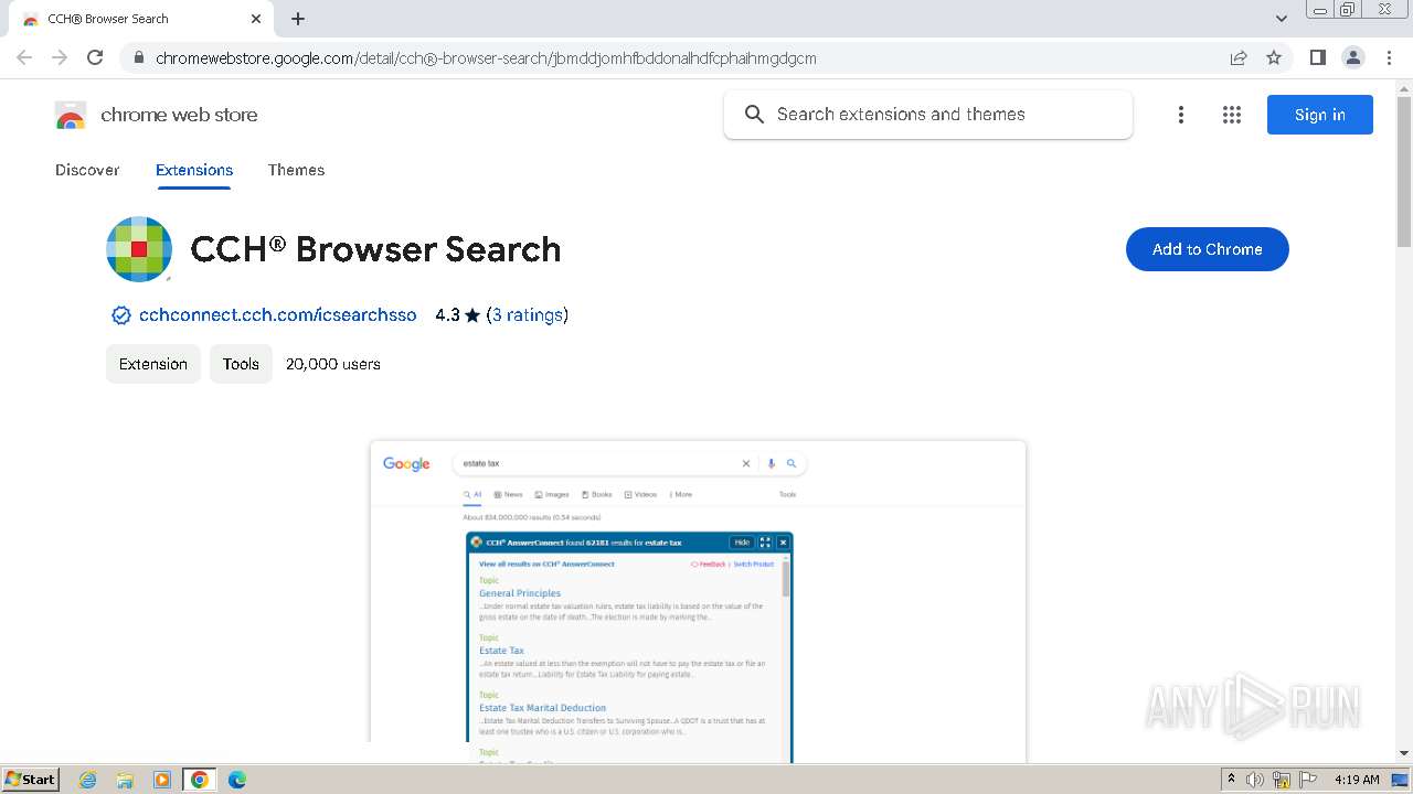 Analysis https://chrome.google.com/webstore/detail/cch%C2%AE-browser ...