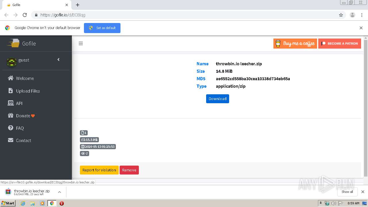 Malware analysis https://gofile.io/d/EC8Iqg Malicious activity | ANY.RUN - Malware Sandbox Online